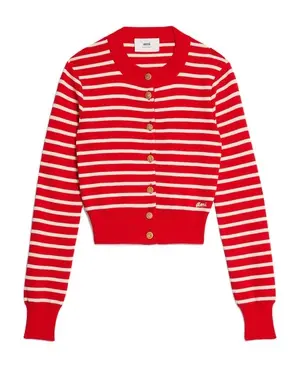 AMI Paris Merino Wool Striped Cardigan