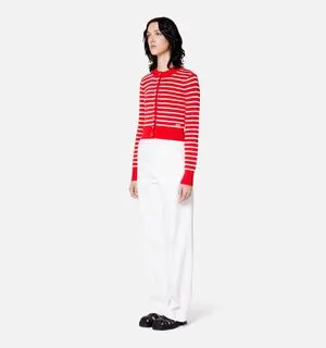 AMI Paris Merino Wool Striped Cardigan