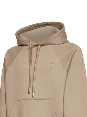 AMI Paris Beige Loopback Jersey De Cœur Embossed Hoodie