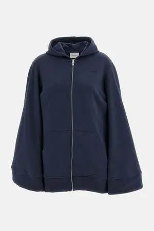 7 For All Mankind Felpa Oversize In Cotone Con Cappuccio E Zip - Blu