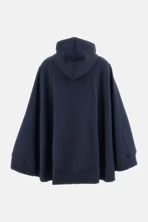 7 For All Mankind Felpa Oversize In Cotone Con Cappuccio E Zip - Blu
