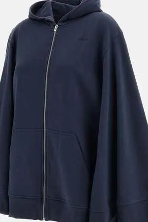 7 For All Mankind Felpa Oversize In Cotone Con Cappuccio E Zip - Blu