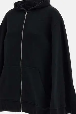 7 For All Mankind Felpa Oversize In Cotone Con Cappuccio E Zip - Black