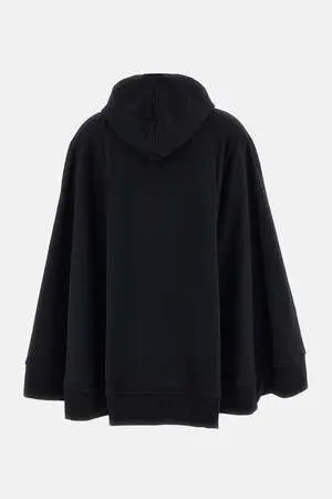 7 For All Mankind Felpa Oversize In Cotone Con Cappuccio E Zip - Nero