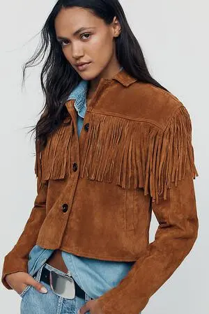 Blanknyc Smoked Paprika Suede Frged Jacket