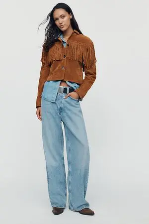 Blanknyc Smoked Paprika Suede Frged Jacket
