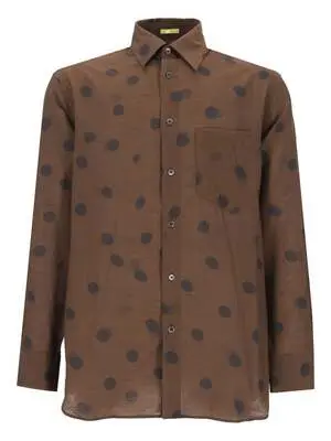 Paul Smith Viscose And Wool Polka Dot Shirt - Brown