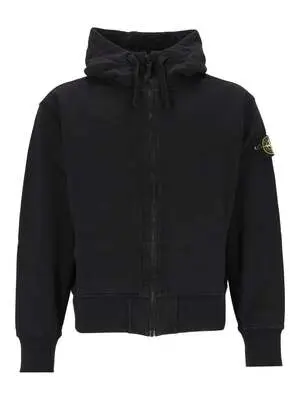 Stone Island Zip Hoodie - Black