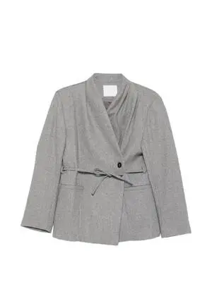 Sú Belted Double-breasted Blazer - Grey