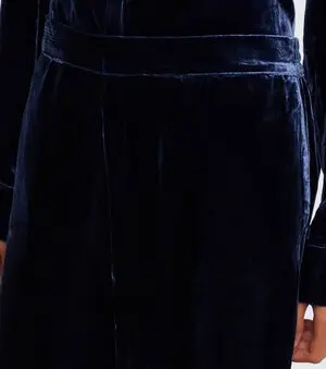 Asceno London Velvet Wide-leg Pants