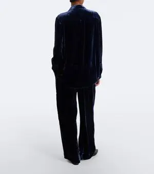 Asceno London Velvet Wide-leg Pants