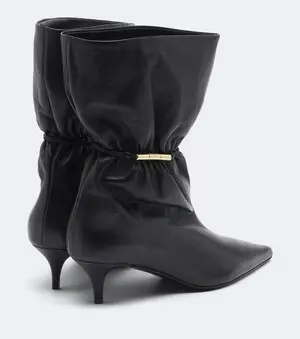 Balmain Gathered Leather Ankle Boots