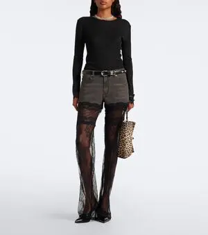 Blumarine Lace-trimmed Wide-leg Jeans