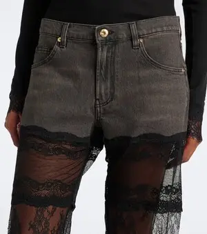 Blumarine Lace-trimmed Wide-leg Jeans