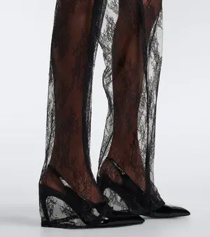 Blumarine Lace-trimmed Wide-leg Jeans