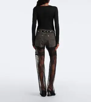 Blumarine Lace-trimmed Wide-leg Jeans