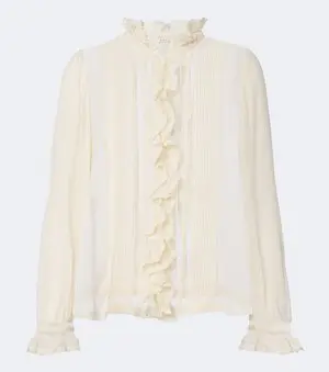 DÔEN Magdeline Ruffled Silk Chiffon Blouse
