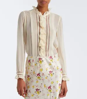 DÔEN Magdeline Ruffled Silk Chiffon Blouse