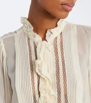 DÔEN Magdeline Ruffled Silk Chiffon Blouse