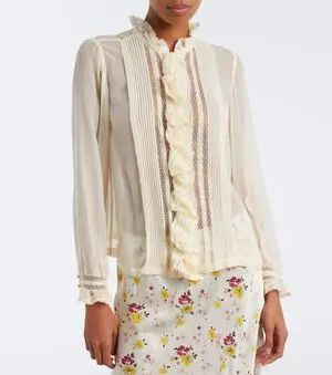 DÔEN Magdeline Ruffled Silk Chiffon Blouse