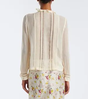 DÔEN Magdeline Ruffled Silk Chiffon Blouse