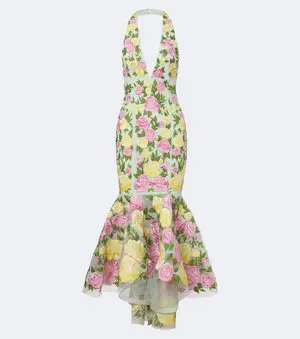 LA FUORI Là Fuori La Roseraie Embroidered Cocktail Dress