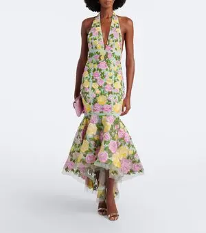 LA FUORI Là Fuori La Roseraie Embroidered Cocktail Dress