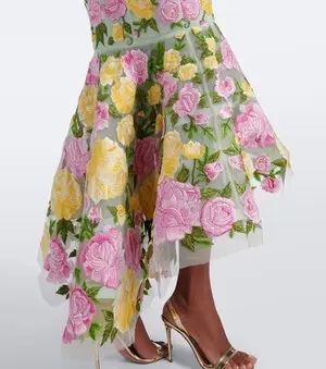 LA FUORI Là Fuori La Roseraie Embroidered Cocktail Dress