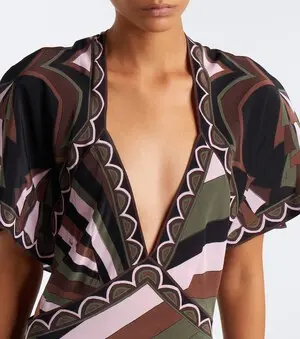 Emilio Pucci Iride Baiadera Silk Midi Dress