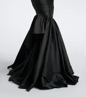 LA FUORI Là Fuori Gilded Geo Draped Sequined Bustier Gown