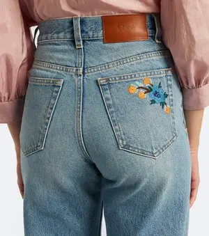 Chloé Embroidered Straight Jeans
