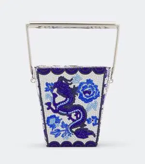Judith Leiber Take Out Box Dragon Embellished Clutch - Blue