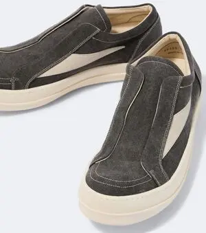 Rick Owens Suede-trimmed Slip-on Shoes