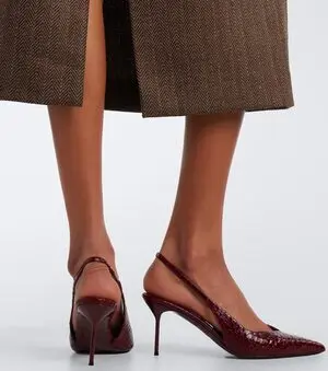 Paris Texas Lidia Snake-effect Leather Slingback Pumps - Red