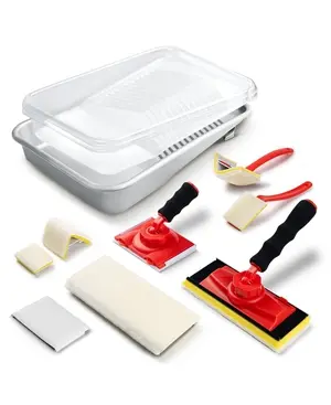 XDOVET T Edger Tool Kit Wall Ceiling Trimmer 360degree Handle Refill Pads - Red