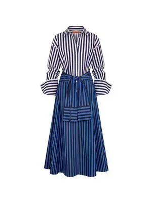 SIMONMILLER Inna Striped Poplin Maxi Dress - Blue