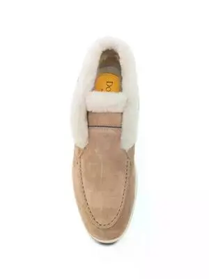 DOUCAL'S Shearling-trim Suede Loafers