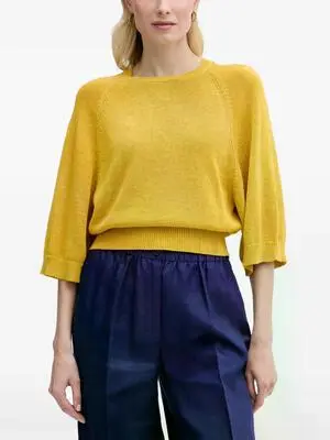 BENETTON Raglan-sleeve Ribbed-trim Sweater - Yellow