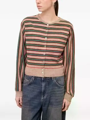 OTTOD'AME Striped Button-front Cardigan - Neutrals