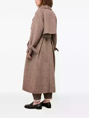 OTTOD'AME Herringbone-weave Belted Coat