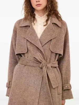 OTTOD'AME Herringbone-weave Belted Coat
