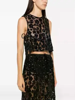 Cecilie Bahnsen Feeba Sequin-embellished Floral Top