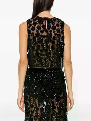 Cecilie Bahnsen Feeba Sequin-embellished Floral Top