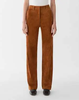 Lafayette 148 New York Stretch Suede Bond Straight Pant - Copper