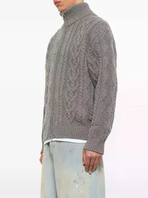 VOWELS Cable-knit Zip-up Cardigan