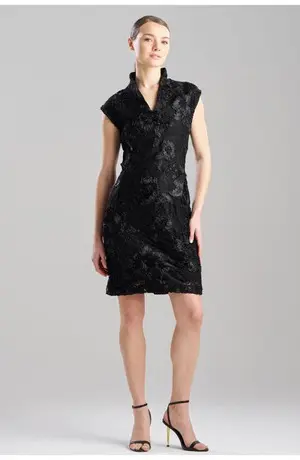 Natori 3d Lace Halter Neck Fit & Flare Dress