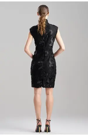 Natori 3d Lace Halter Neck Fit & Flare Dress