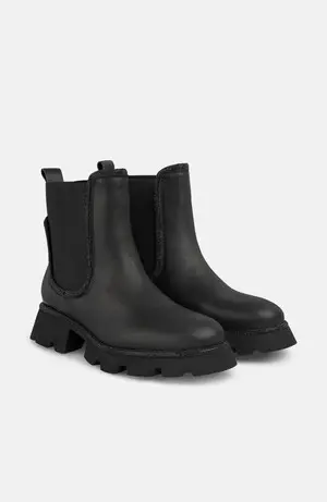 ALMA EN PENA Rhinestone Track Bootie - Black