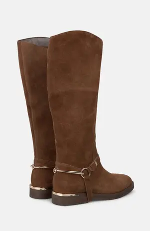 ALMA EN PENA Flat Boot With Metallic Details - Camel