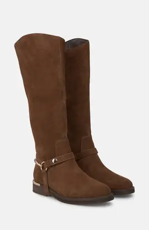 ALMA EN PENA Flat Boot With Metallic Details - Camel